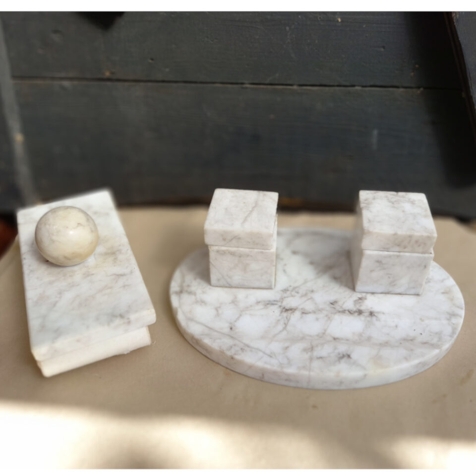 Antique Marble Desk Set (Writing Set) 1950s (SANT-004) - Willow Bank ...