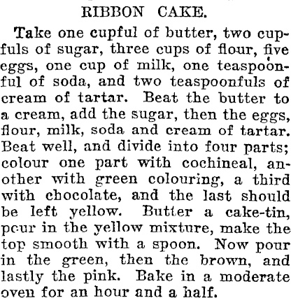 Ribbon Cake (Recipe from 1903) - Willow Bank Heritage Village