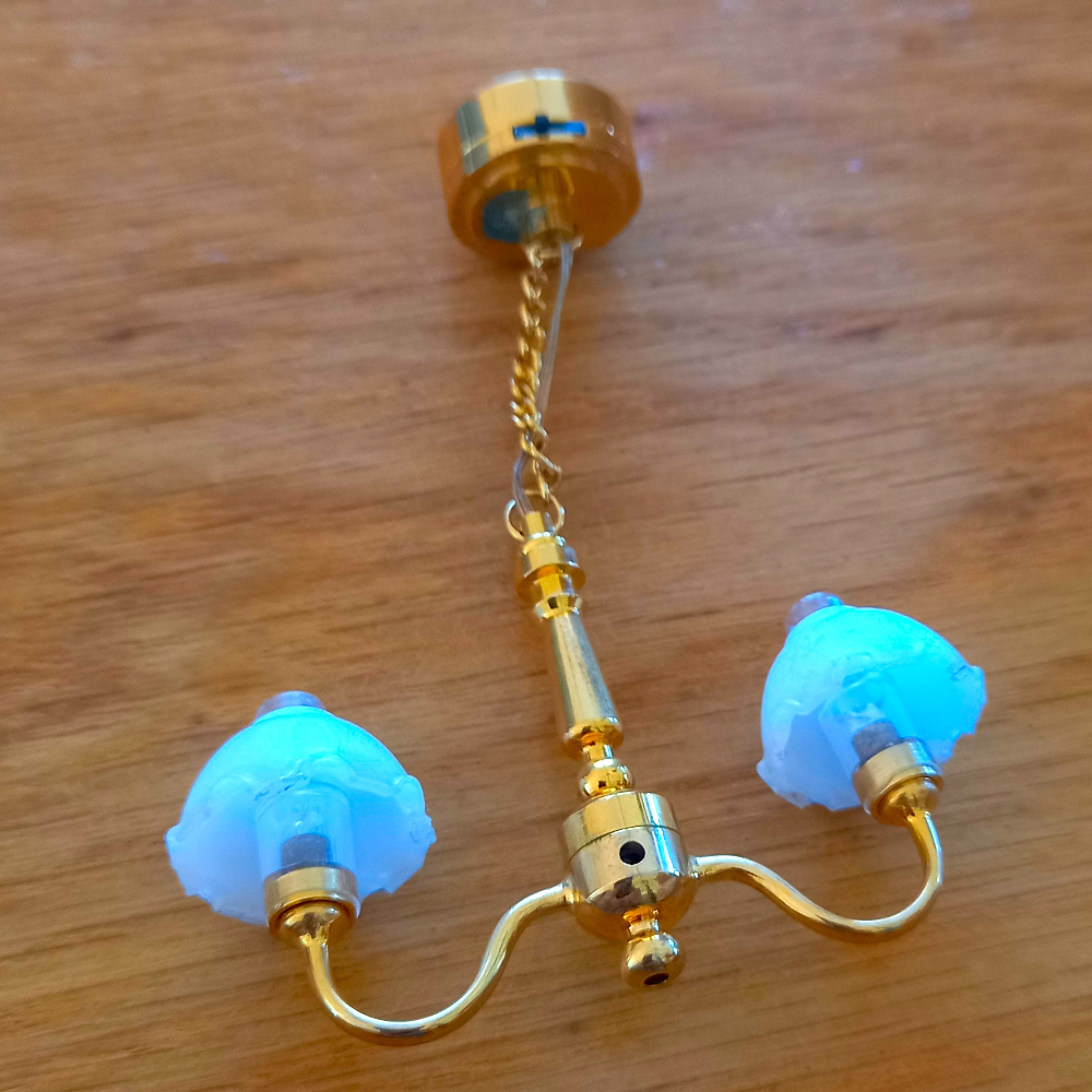 Dollhouse 2-Arm Chandelier Scale 1:12 with Battery CR1632 (TY-032 ...