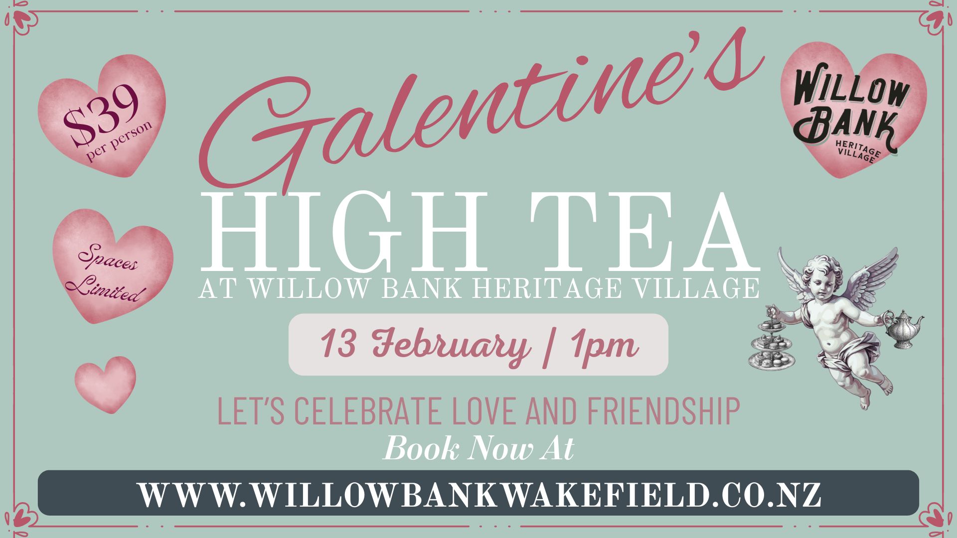 Galentine's High Tea – 13 February 2026 | Willow Bank Heritage Village ...