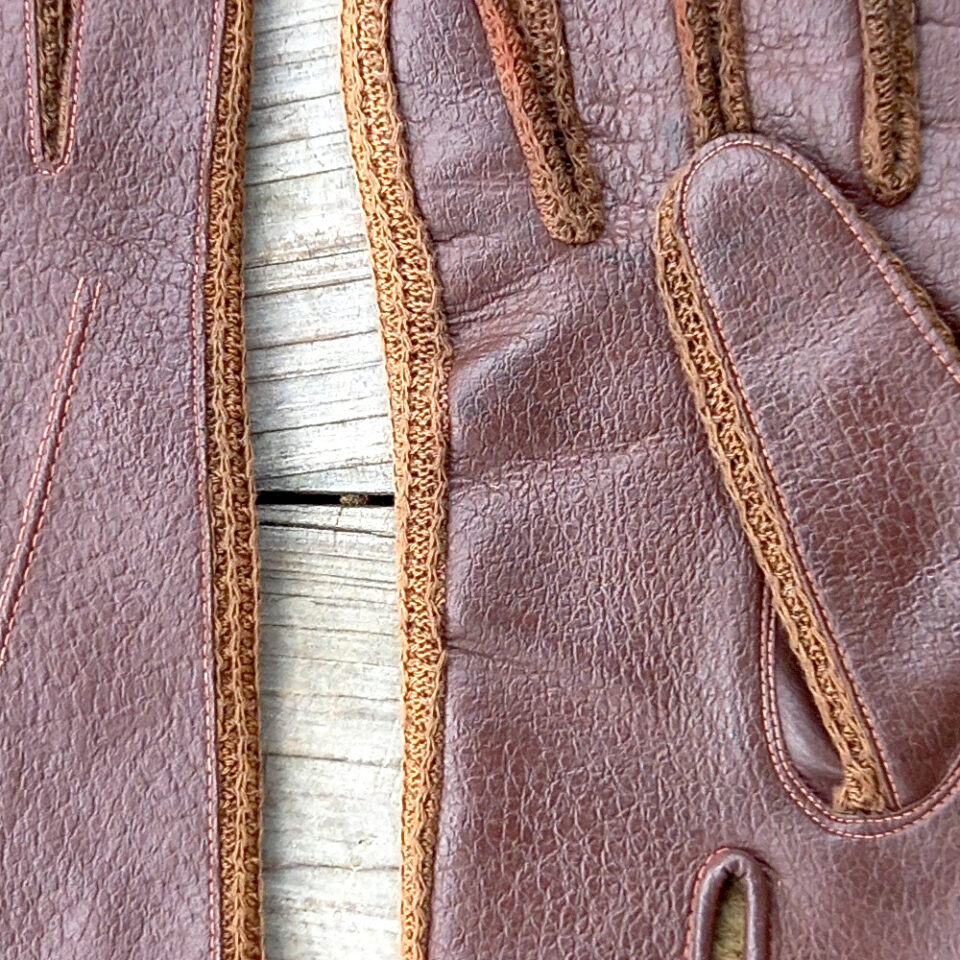 Vintage Men's Leather Gloves Brown With Stitching (VINA-011) - Willow ...